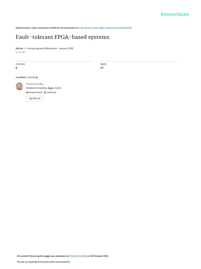 Fault Tolerant FPGA Based Systems | PDF | Field Programmable Gate Array | Fault Tolerance