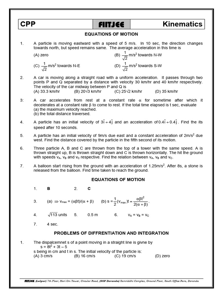 Eqn of Motion Calculus CPP | PDF | Acceleration | Velocity