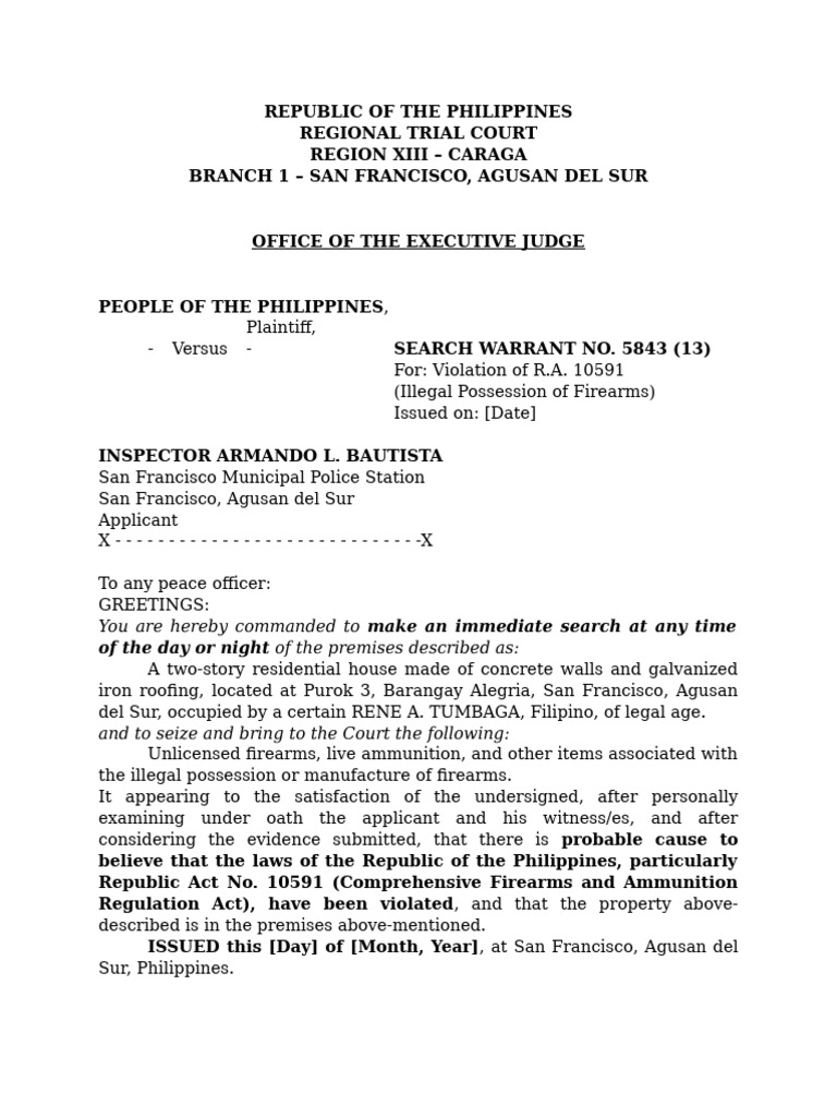 Search Warrant Format and Activity | PDF | Search Warrant | Witness