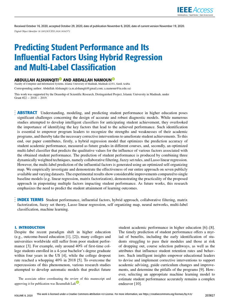 Predicting Student Performance and Its Influential Factors Using | PDF ...