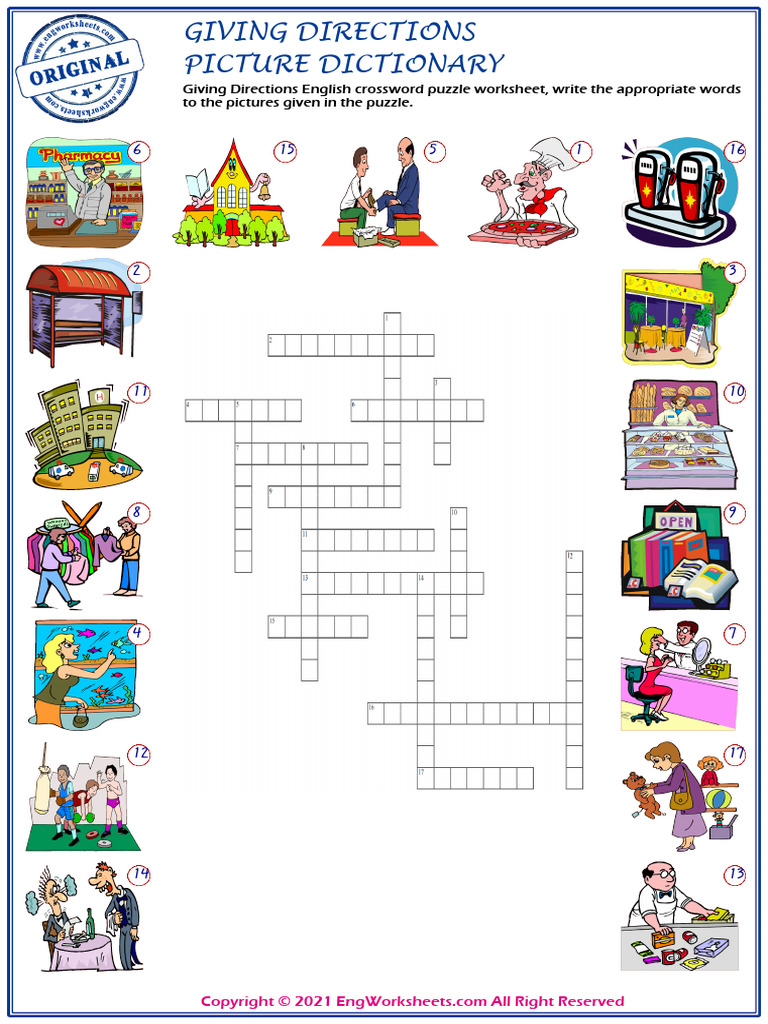 Giving Directions Crossword Worksheet | PDF