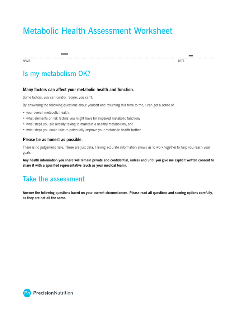 Metabolic Health Assessment Guide | PDF | Eating Disorder | Eating
