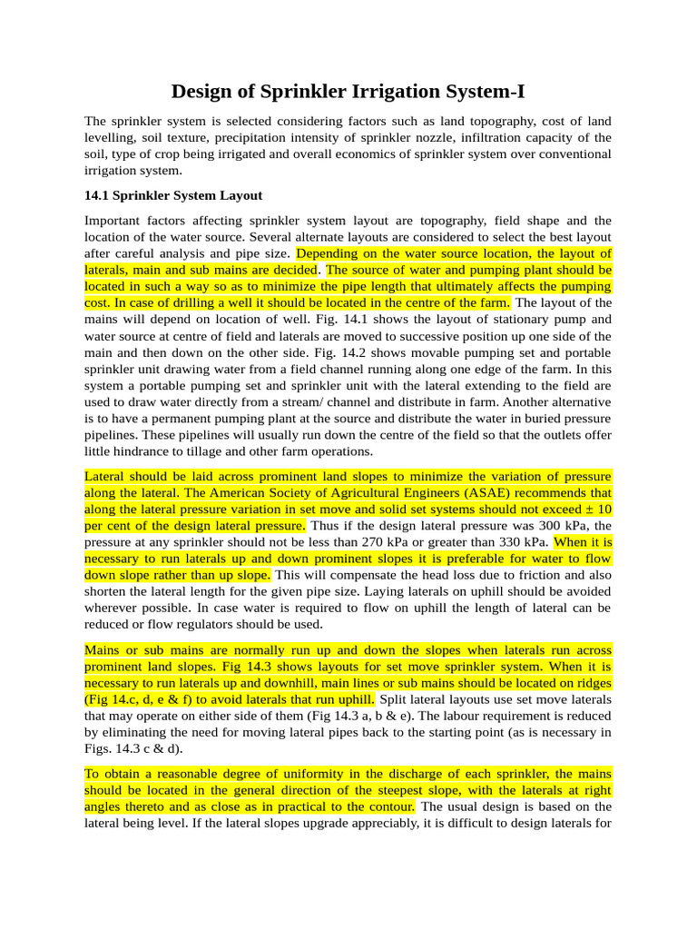 Design of Sprinkler Irrigation System | PDF | Irrigation ...