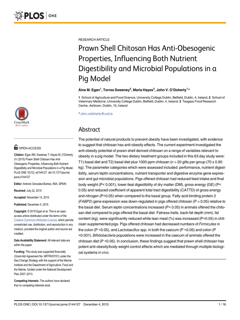 Prawn Shell Chitosan's Anti-Obesity Effects | PDF | Real Time ...