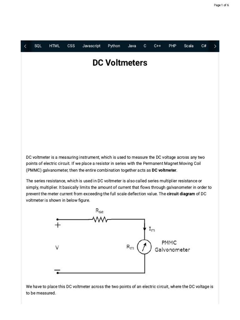Understanding DC Voltmeters and Ranges | PDF | Voltage | Electricity