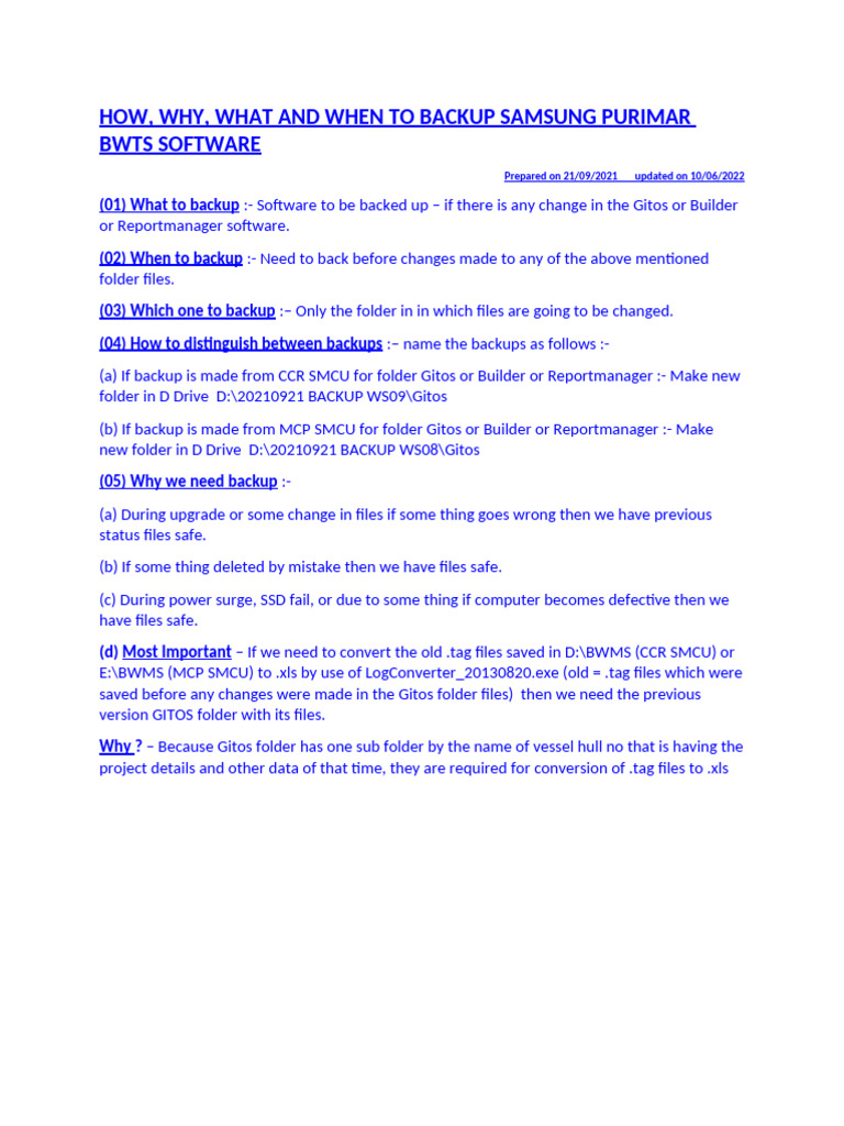 Samsung - How Why What and When To Backup Samsung Purimar Bwts Software ...