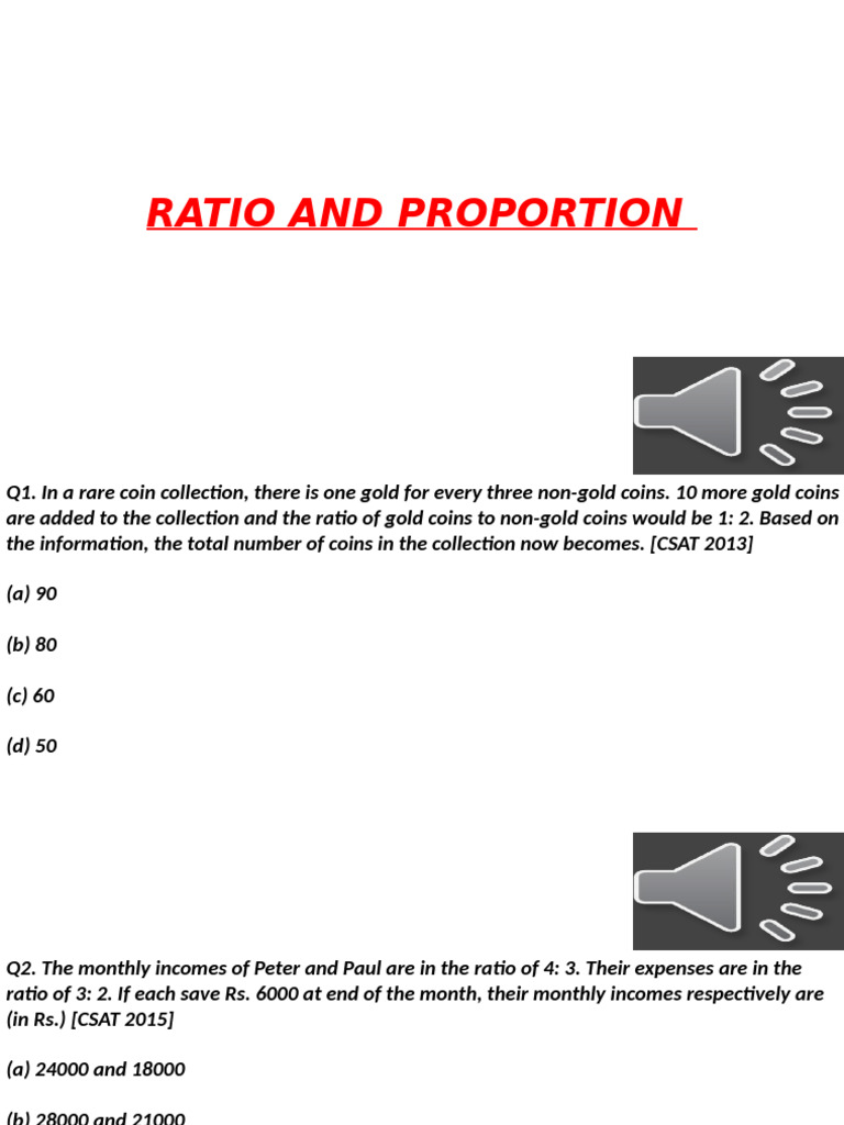 Ratio and Proportion | PDF