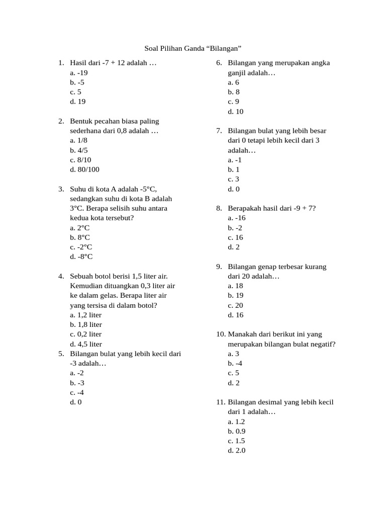 Soal Pilihan Ganda | PDF