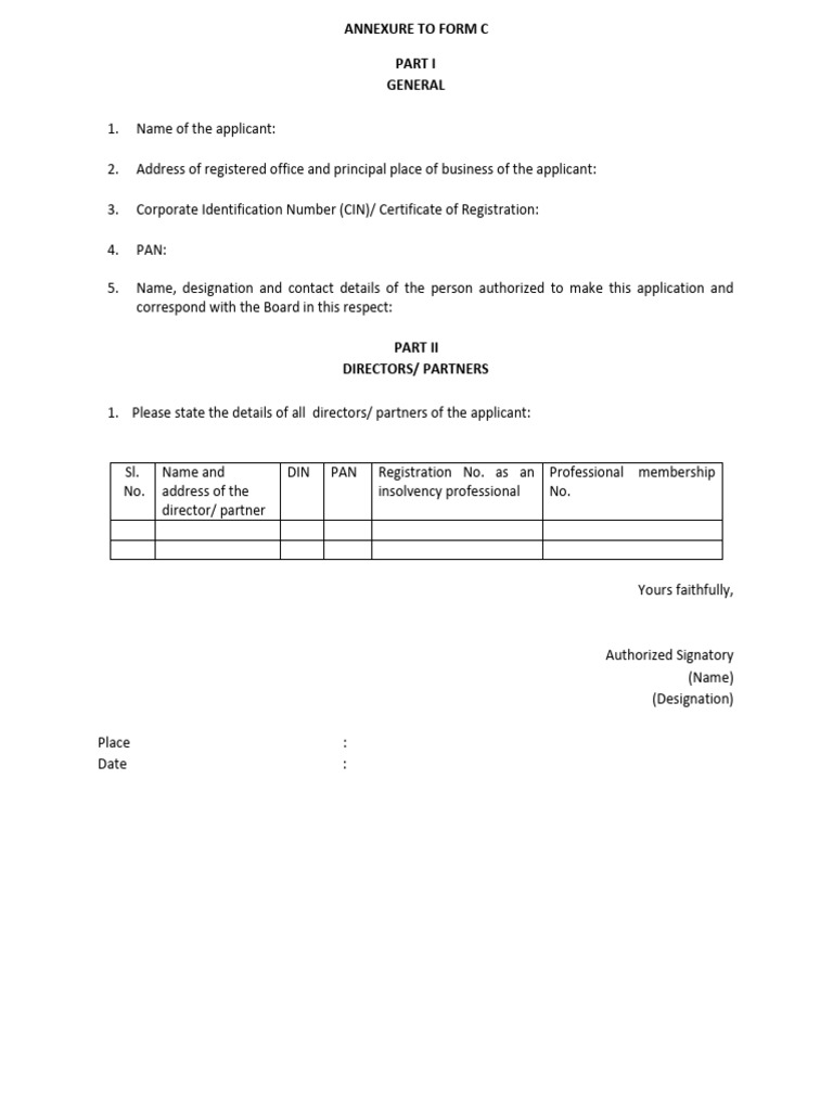 Form C Annexure | PDF
