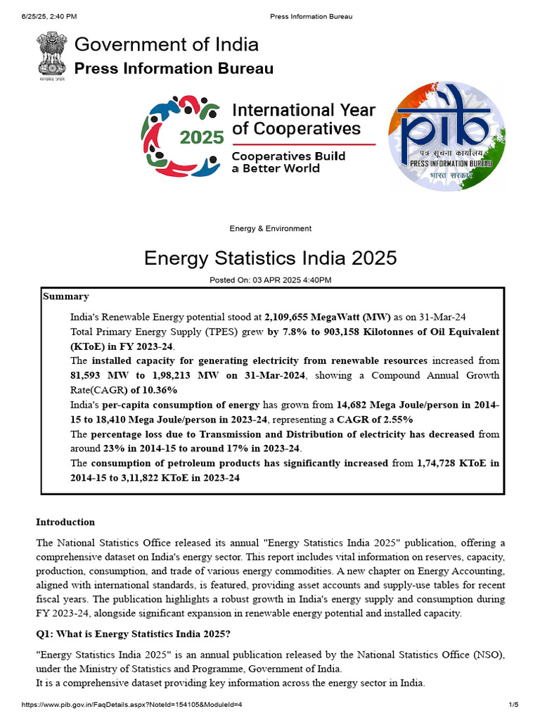 India Energy Statistics 2025 Report | PDF | Renewable Energy | Watt