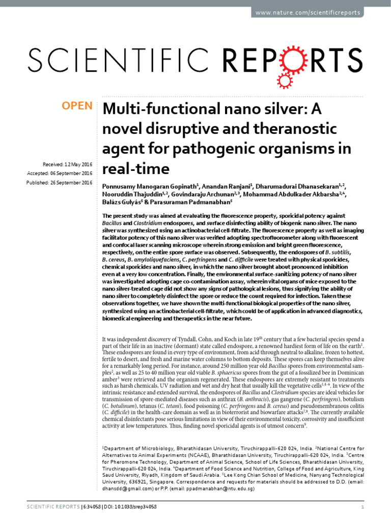 Multi-Functional Nano Silver: A Novel Disruptive and Theranostic Agent ...