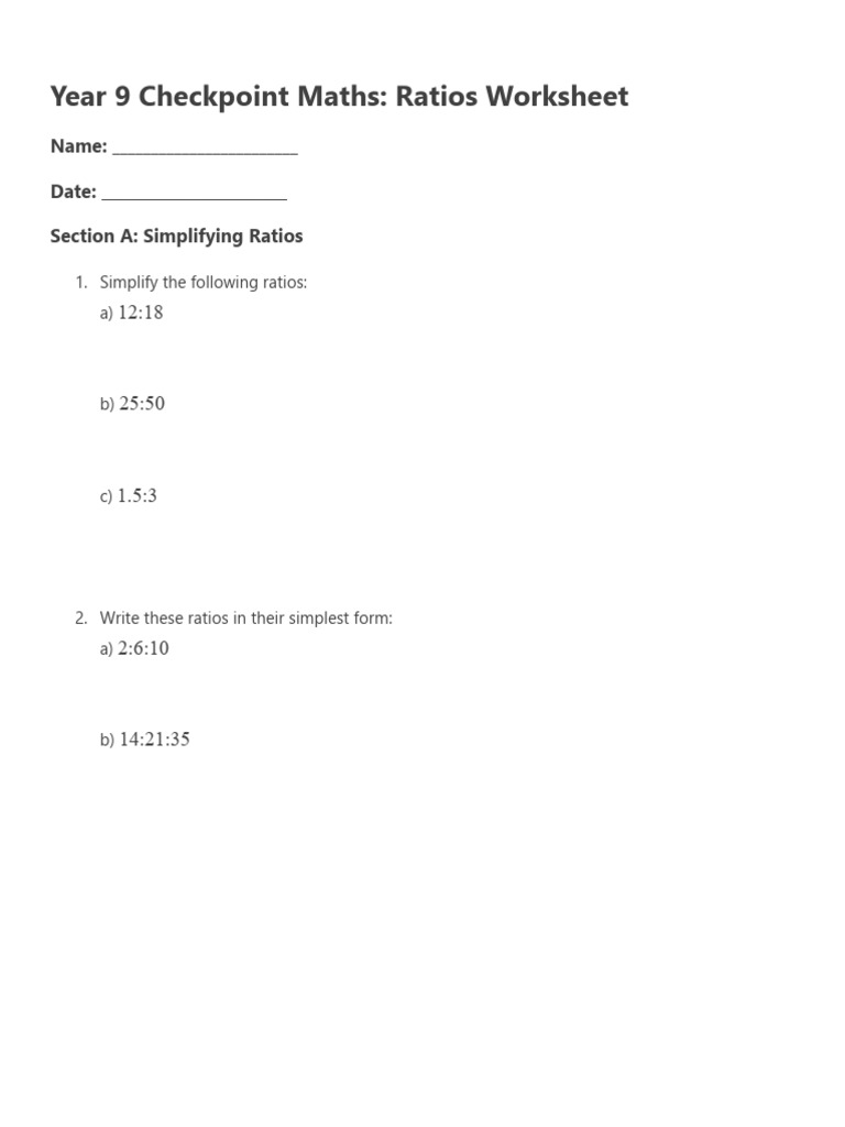 1 Ratios Worksheet Answers | PDF