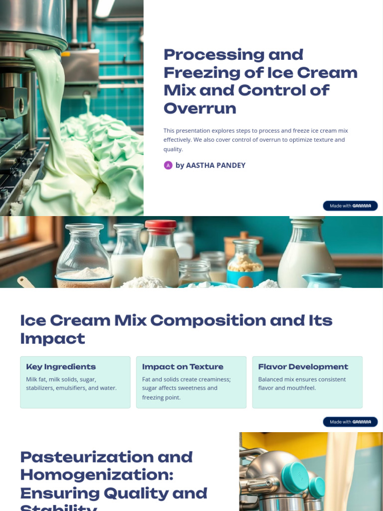 Processing and Freezing of Ice Cream Mix and Control of Overrun | PDF ...