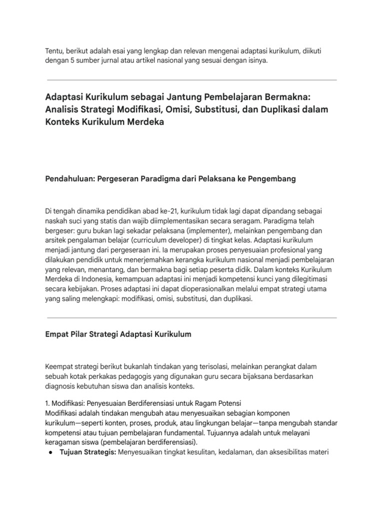 Buat Essay Yang Lengkap Dan Relevan Tentang Adapt... | PDF