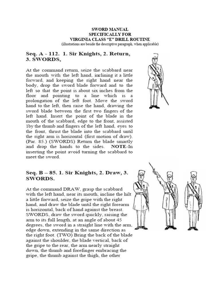 Virginia Class E Sword Manual | PDF | Sword | Hand