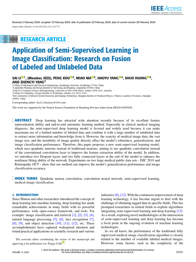 Application of Semi-Supervised Learning in Image Classification Research On Fusion of Labeled ...