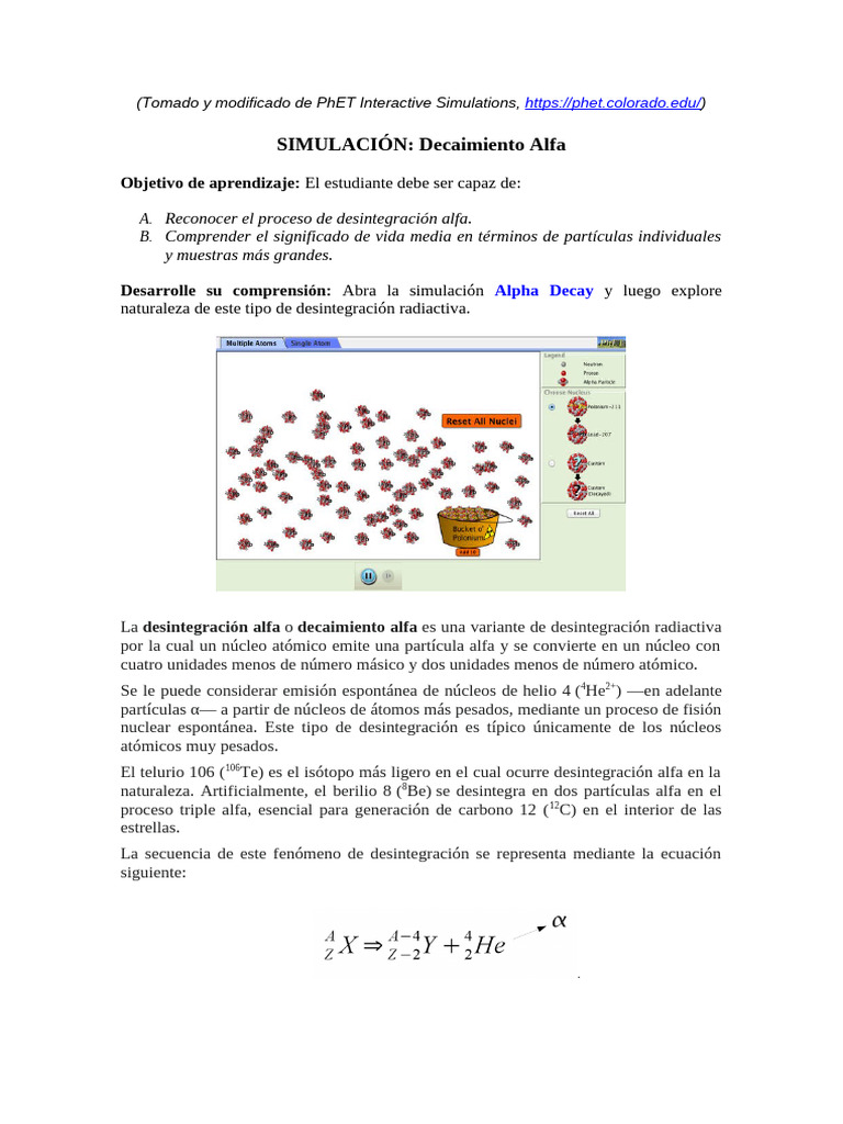 309b SimLab 7 | PDF | Desintegración radioactiva | Física