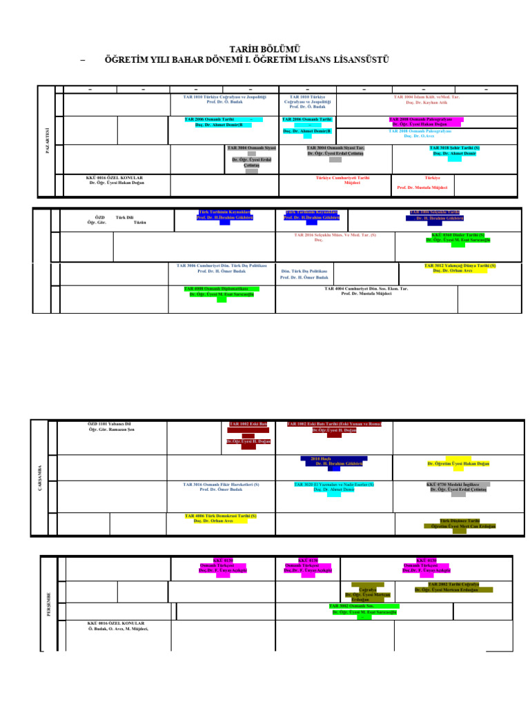 2024-2025 Bahar Ders Programi | PDF