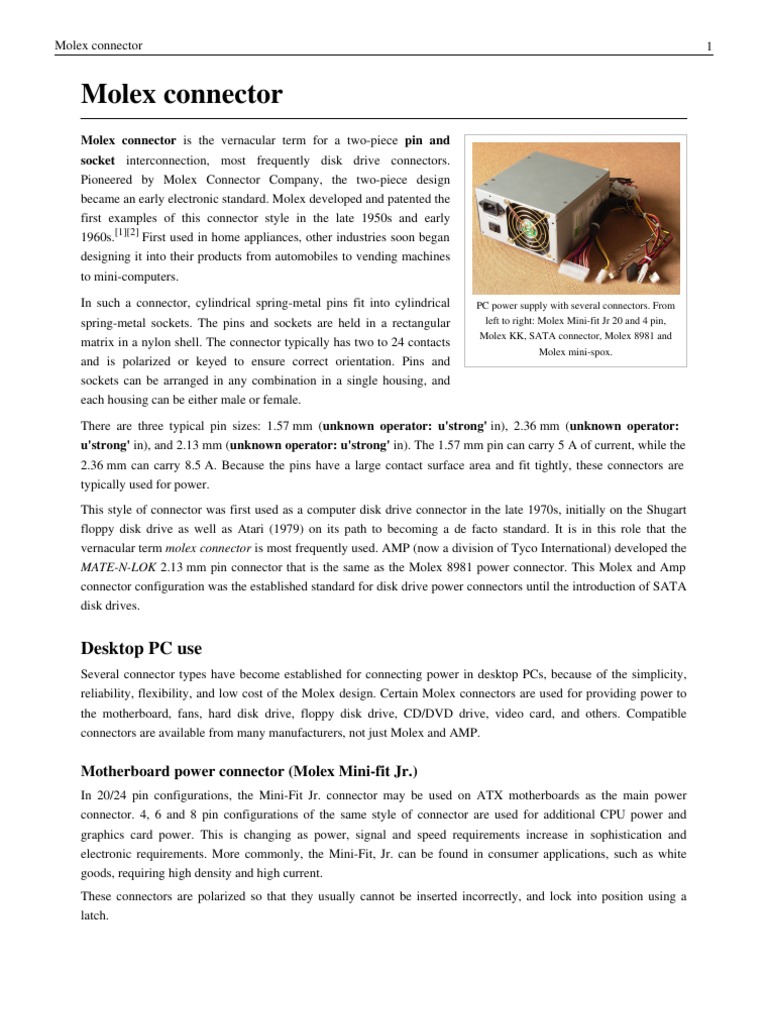 Molex Connector | PDF | Computer Hardware | Electrical Engineering