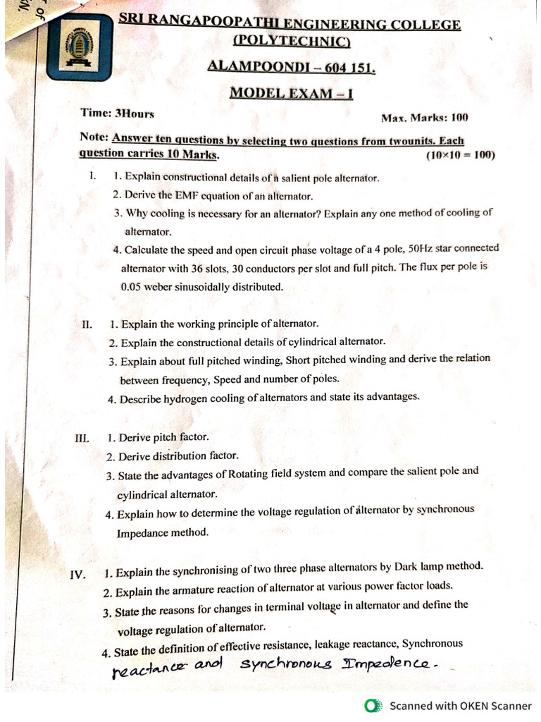 Model 1 Questions | PDF