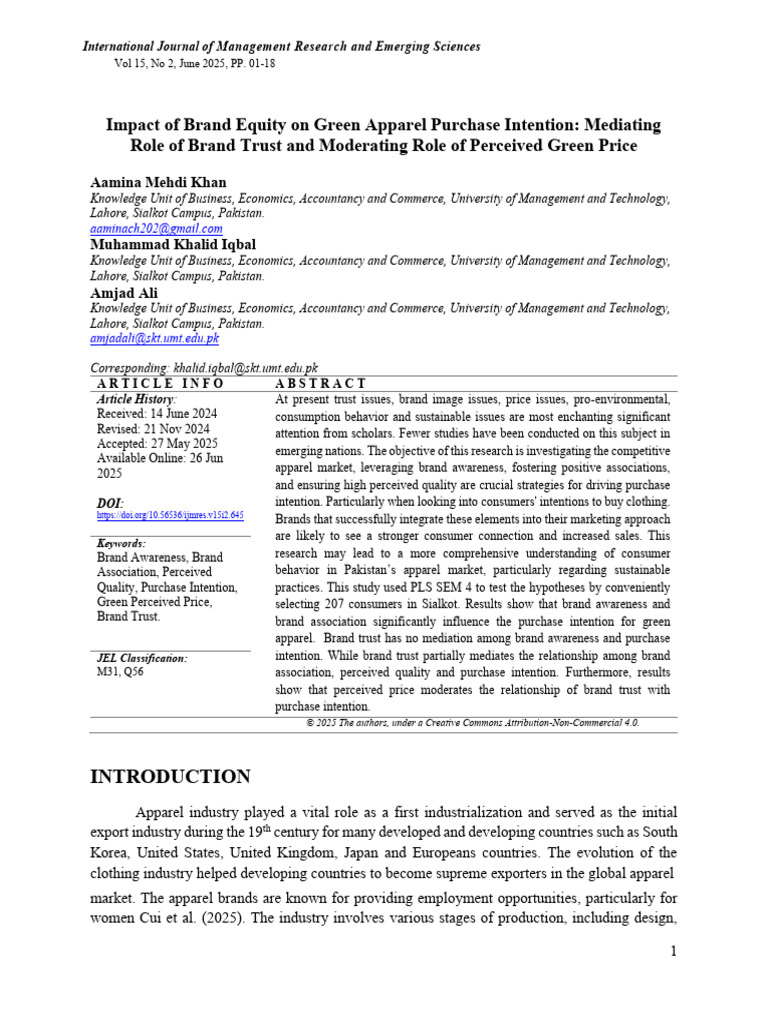 Vol 15 issue 2_June_2025_645 | PDF | Brand | Coefficient Of Determination
