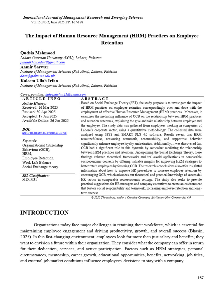 Vol 15 Issue 2 - June - 2025 - 809 | PDF | Employee Retention | Human Resource Management
