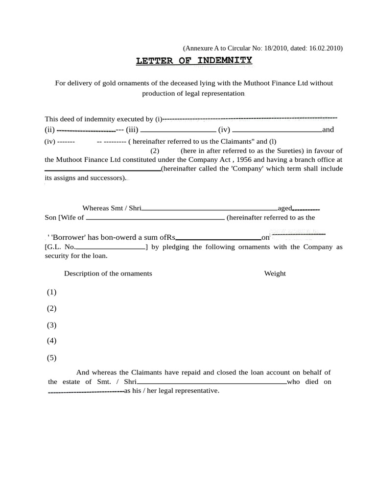 Letter of Indemnity | PDF | Private Law | Common Law