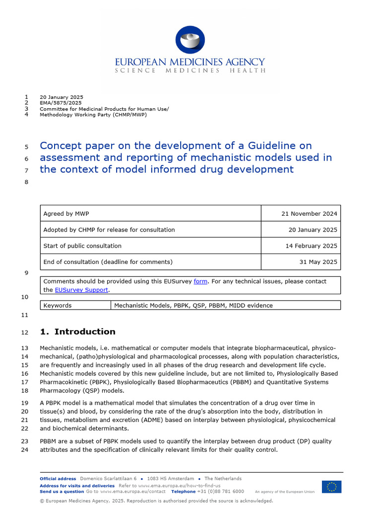 Concept Paper Development Guideline Assessment Reporting Mechanistic ...
