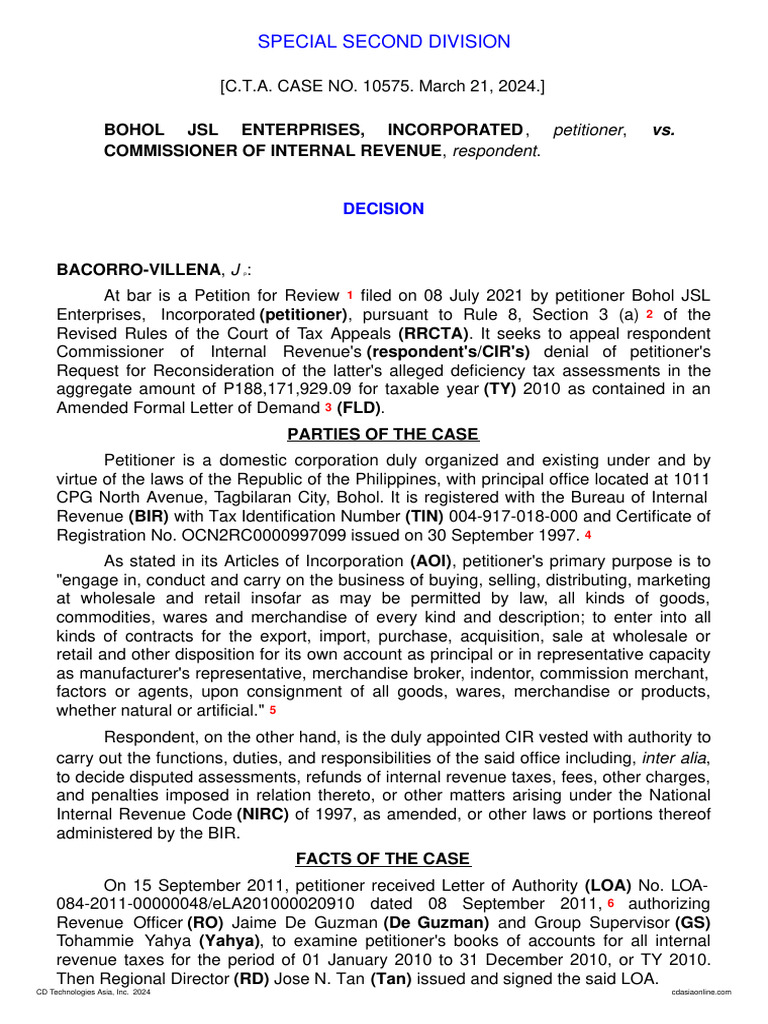 ZZZBohol JSL Enterprises, Inc. v. Commissioner of Internal Revenue ...