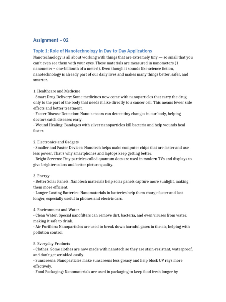 Assignment-02 Nanotech and LED | PDF | Light Emitting Diode ...