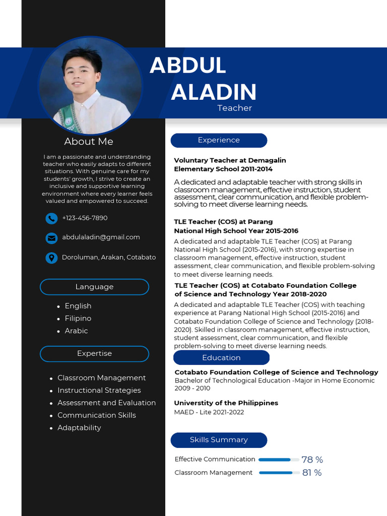 Black Modern Professional Resume | PDF | Teachers | Classroom Management