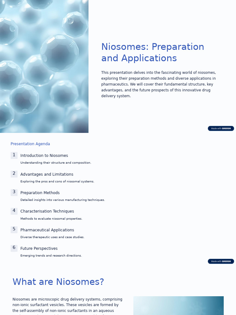 Niosomes Preparation and Applications | PDF | Liposome | Biotechnology