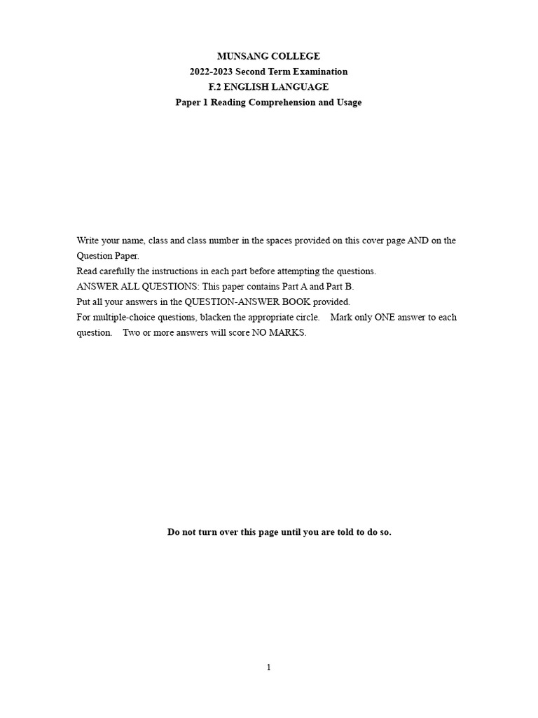 2022-23 English - E2 - P1 - QAB | PDF | Linguistics | Grammar