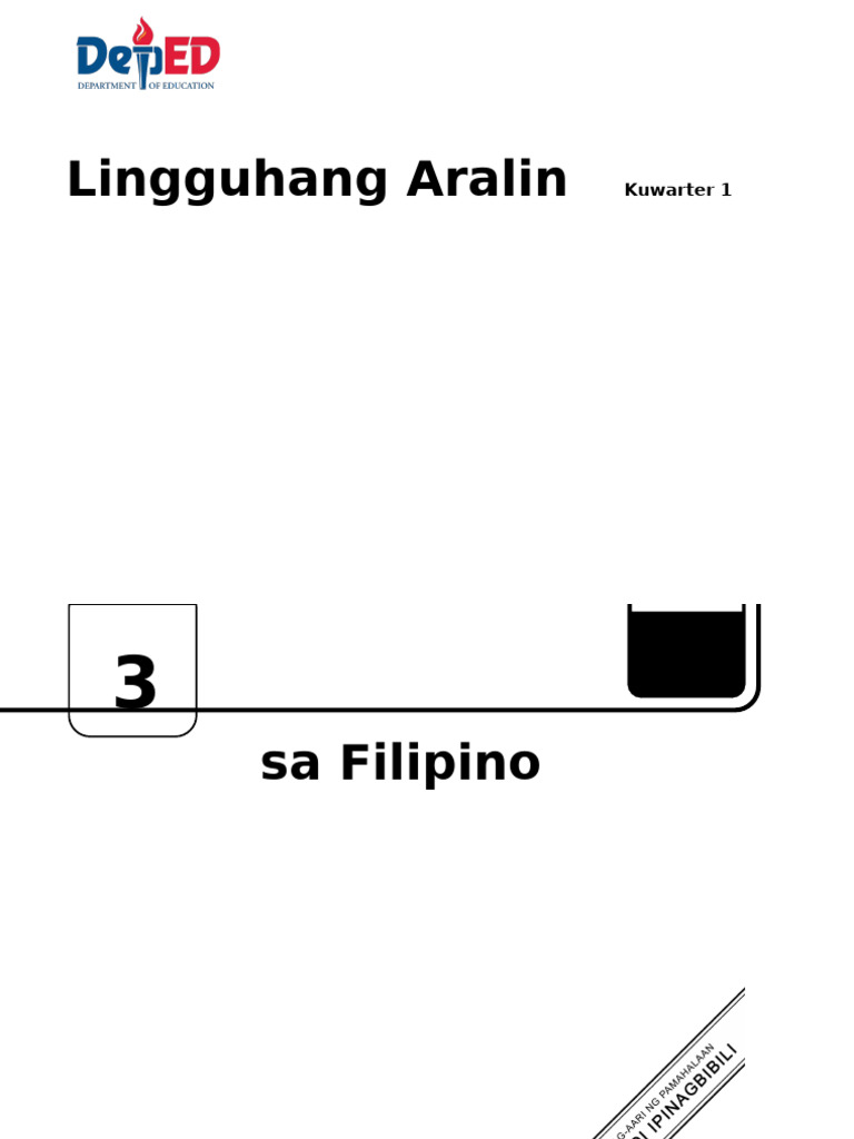 Finalized 5 20 2025 Grade 3-Le-Filipino - Week 6 RTP | PDF