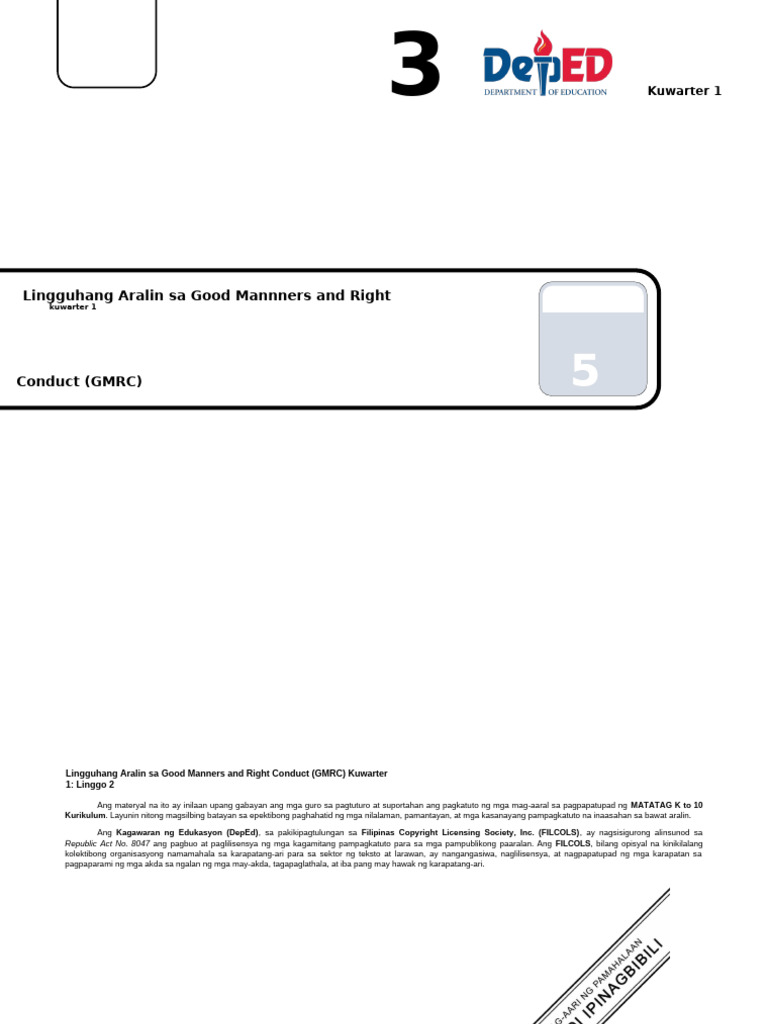 Week5 LE GMRC3 Q1 W2 V2a | PDF
