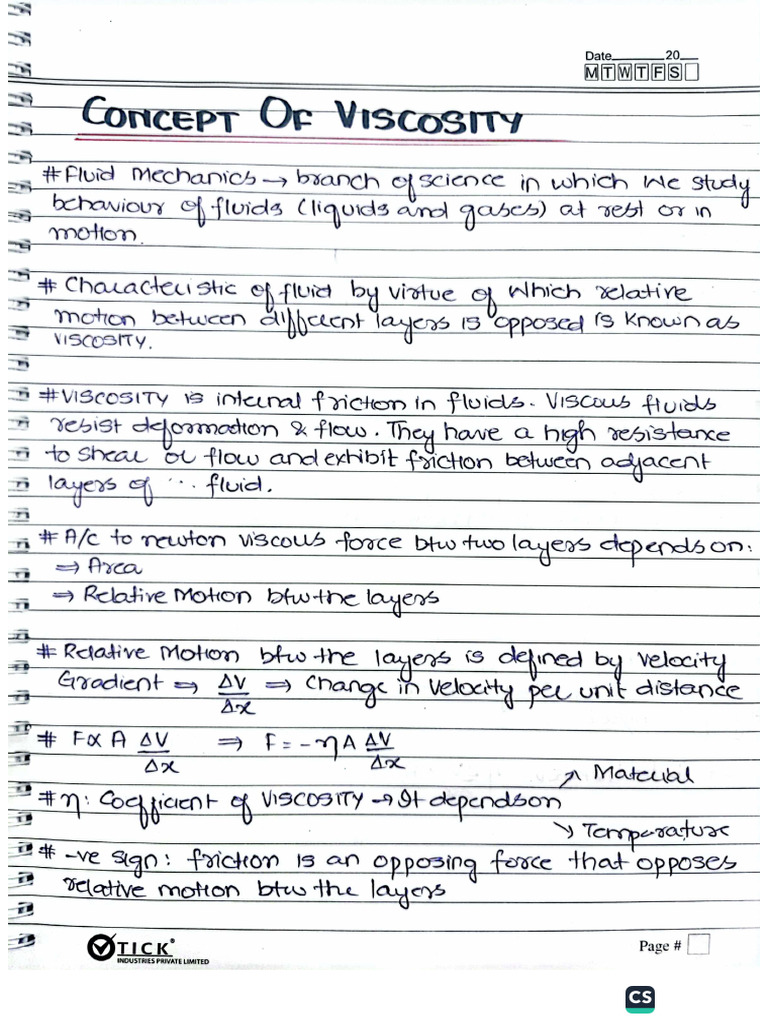 Lec 01 (Viscosity) | PDF
