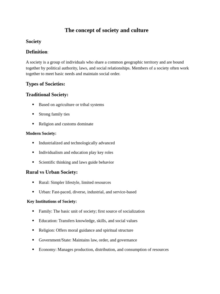 The Concept of Society and Culture | PDF | Society | Traditions