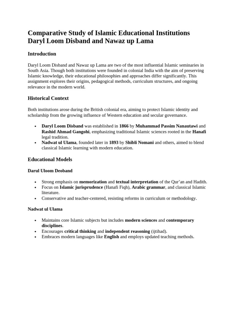 Islamic Seminaries: Deoband vs. Nadwat | PDF | Ulama