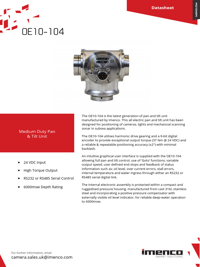 Imenco-Oe10104 Datasheet RevBnew | PDF | Electrical Engineering | Mechanical Engineering
