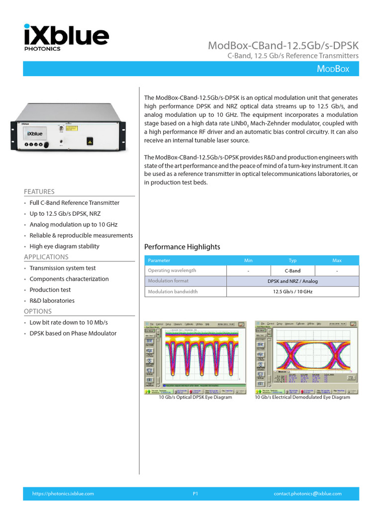 Modbox Cband 12 5gbps DPSK NRZPDF | PDF | Signal To Noise Ratio | Modulation