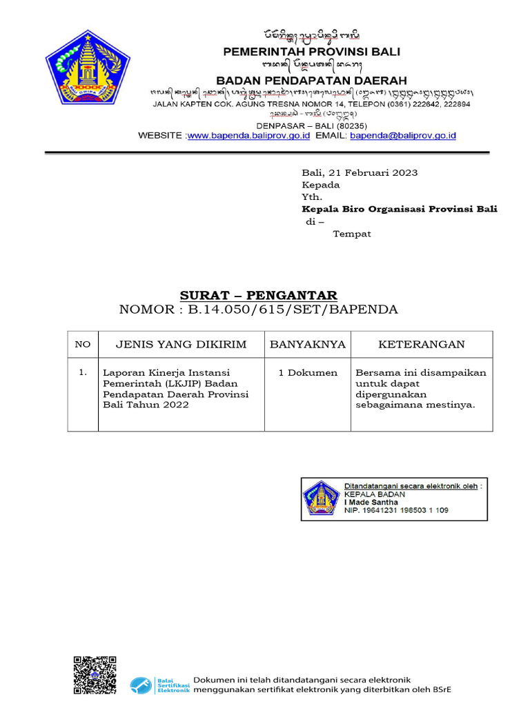 LKJIP BAPENDA Bali 2022: Kinerja dan Evaluasi | PDF
