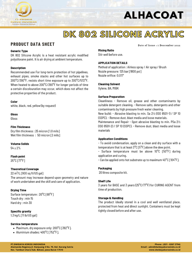 DK 802 Silicone Acrylic | PDF | Silicone | Acrylic Paint