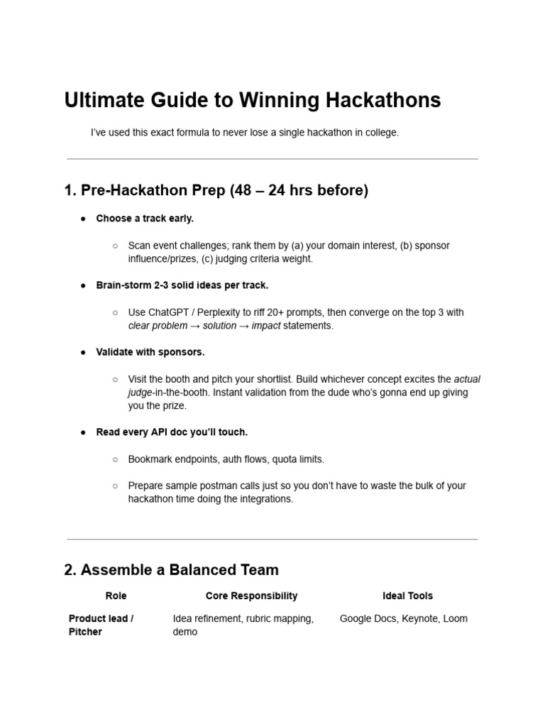 Ultimate Guide To Winning Hackathons | PDF | Computing