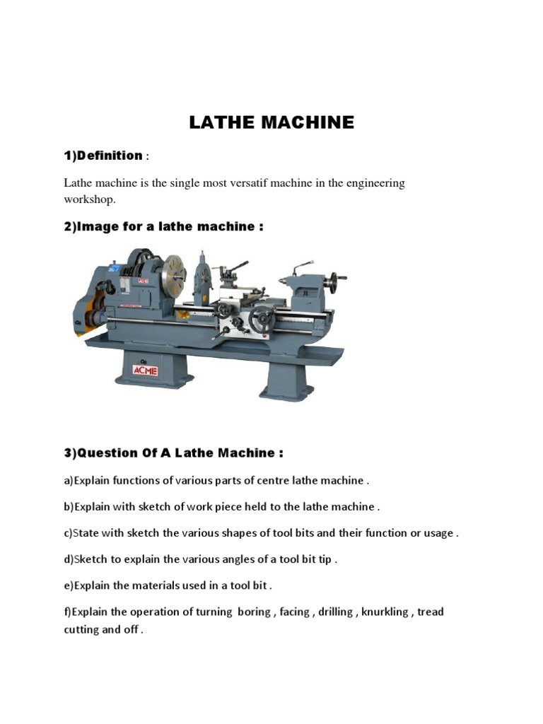 Lathe Machine | PDF | Metalworking | Industrial Processes