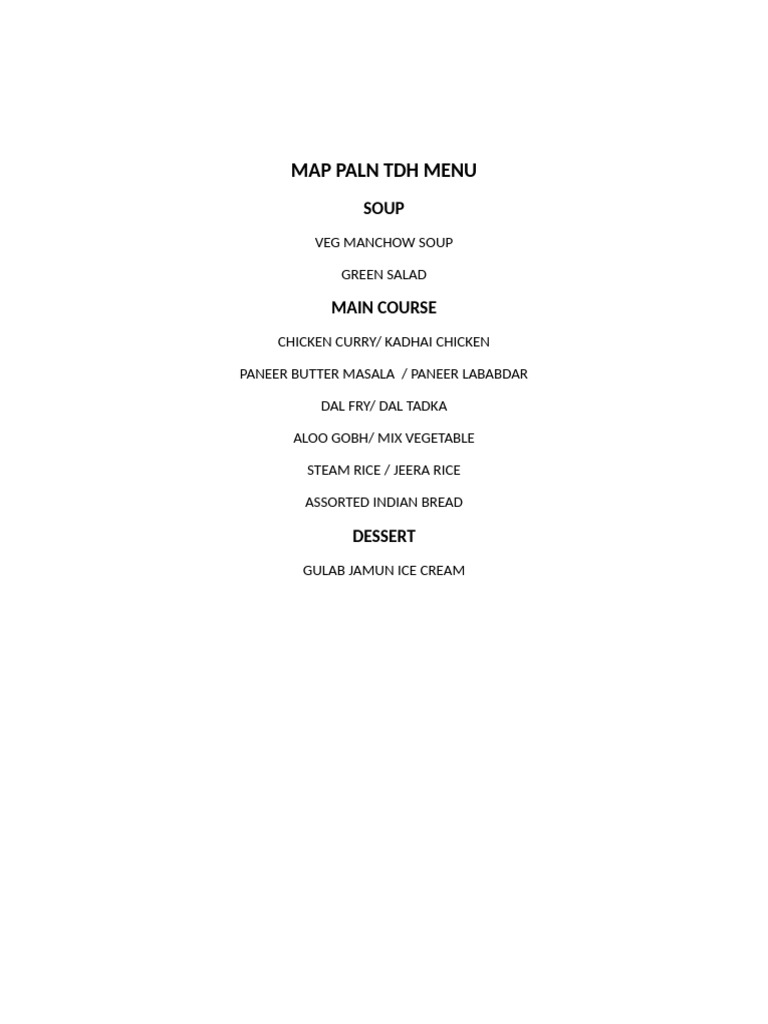 Map Paln TDH Menu | PDF