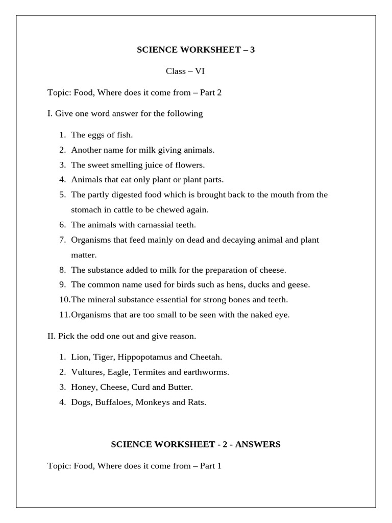 Topic Food, Where Does It Come From - Part 2 | PDF