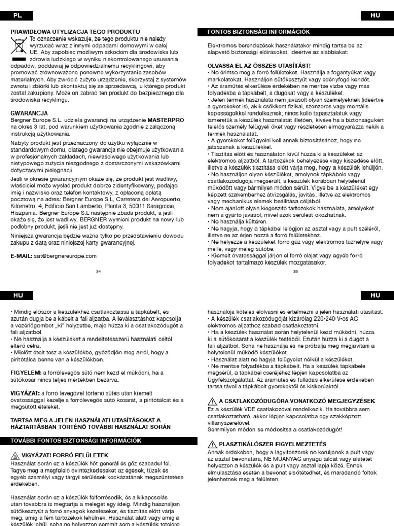 Masterpro Air Fryer Használati | PDF