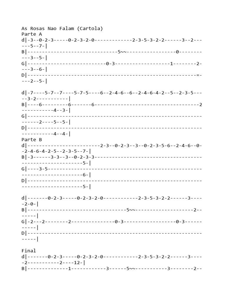 Partitura de "As Rosas Não Falam" | PDF