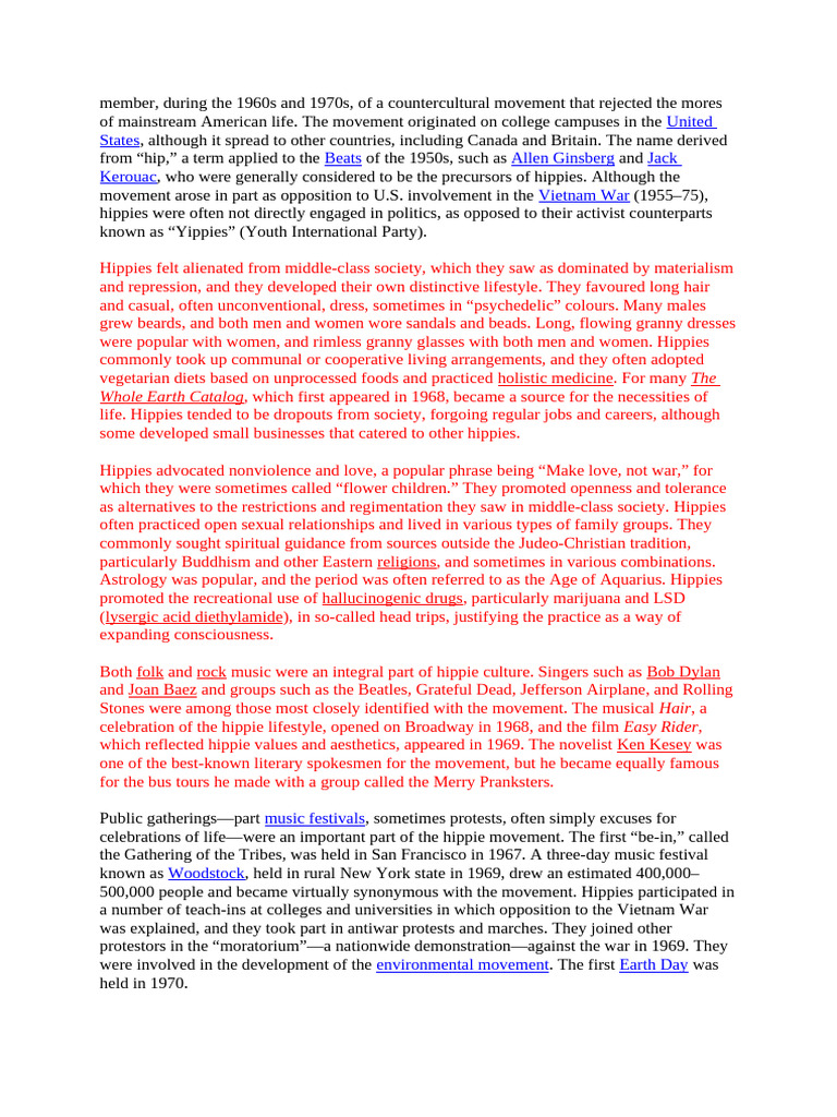 The Hippie Movement (Presentation) | PDF | Hippie