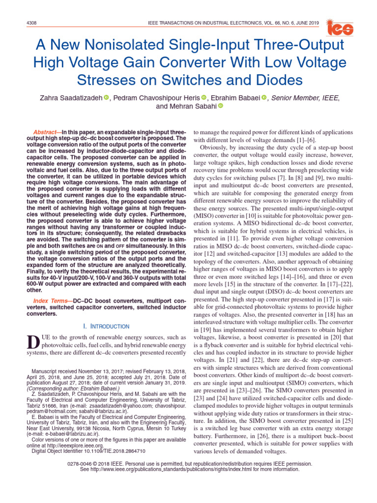 A New Nonisolated Single-Input Three-Output High Voltage Gain Converter ...